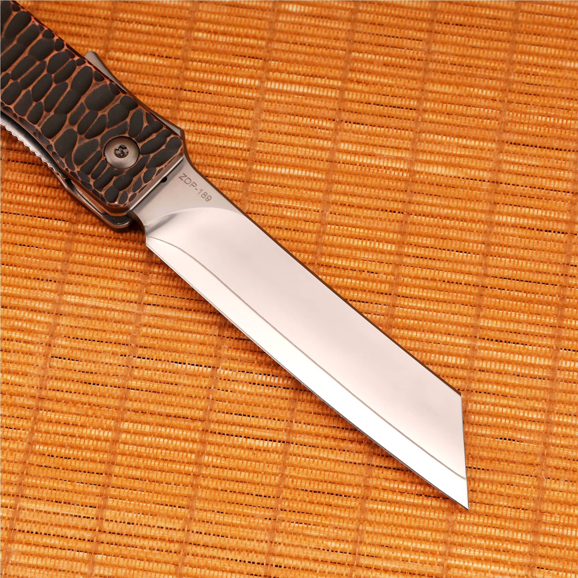 KATSU ZR-1, ZDP-189 Super Steel Blade, Red Copper Handle with Black-Ti ...