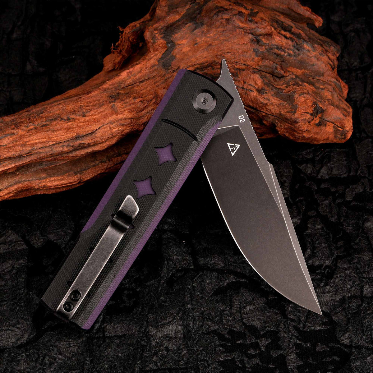 KATSU GENKAI_Yoru, Dual-tone Star-shaped Recesses G10 Handle, Black Ti ...