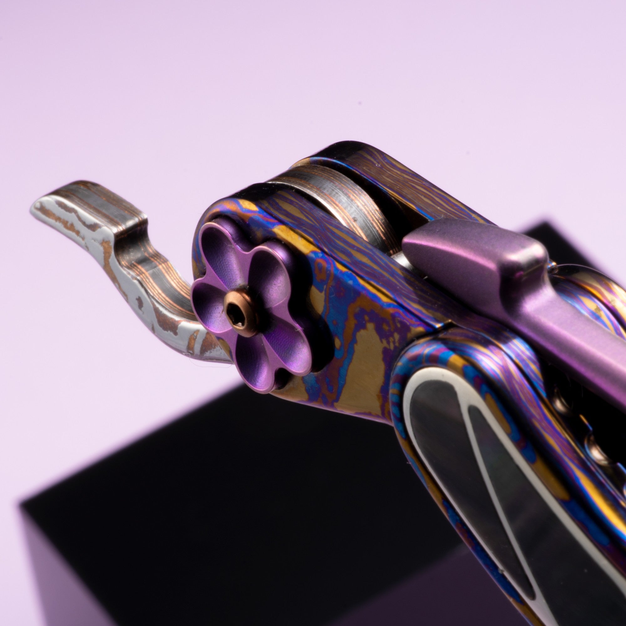 KATSU KINGFISHER-TBS, Copper Damascus Blade, Timascus Handle, Black MO ...