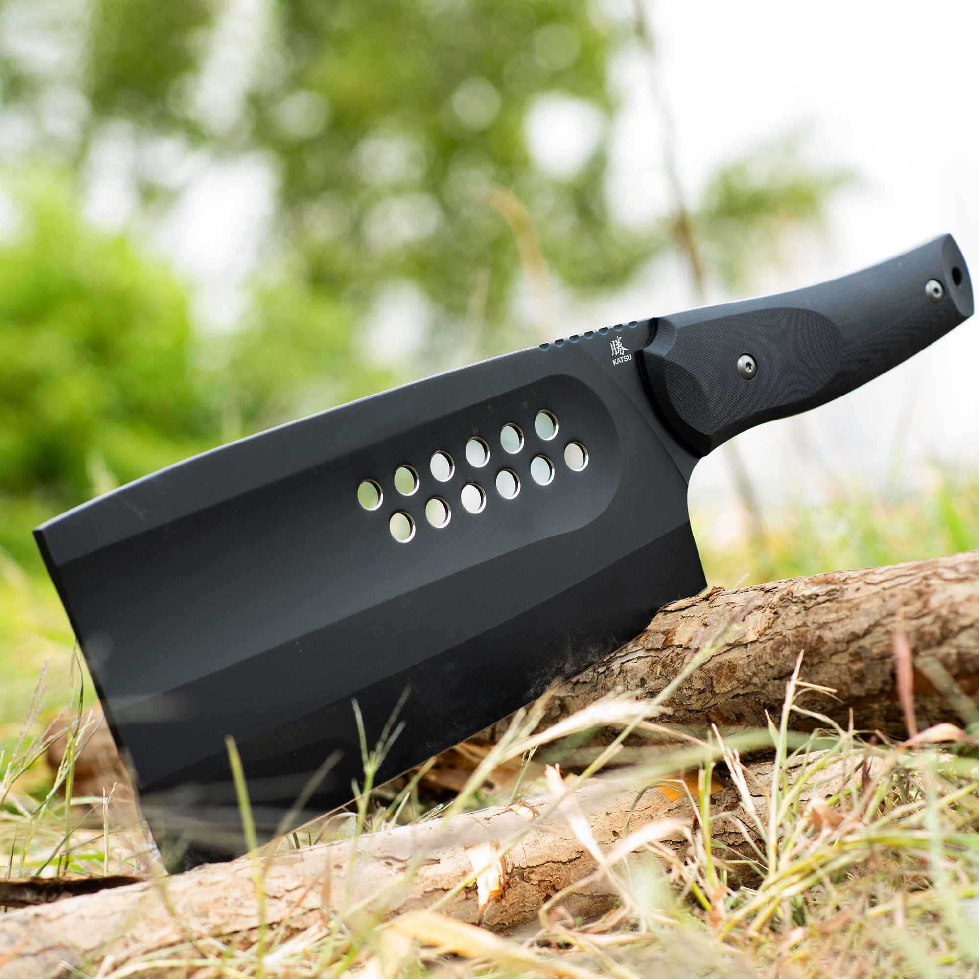 KATSU FB-X1 Heavy Duty Chopper, AUS-10 Blade, Kydex Sheath, Sakura Bla ...