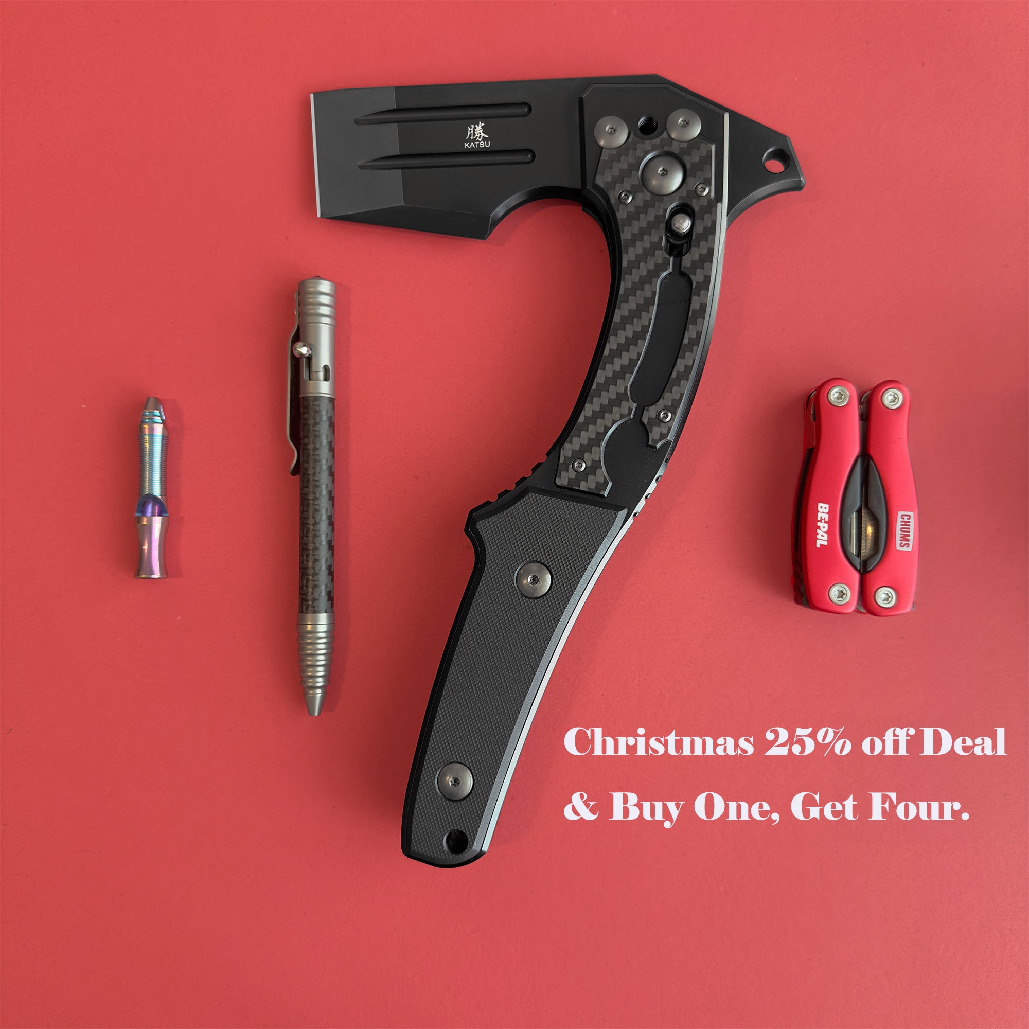 KATSU FA01, Axis Lock Folding Battle Axe, Sakura Blade Nemoto Design ...