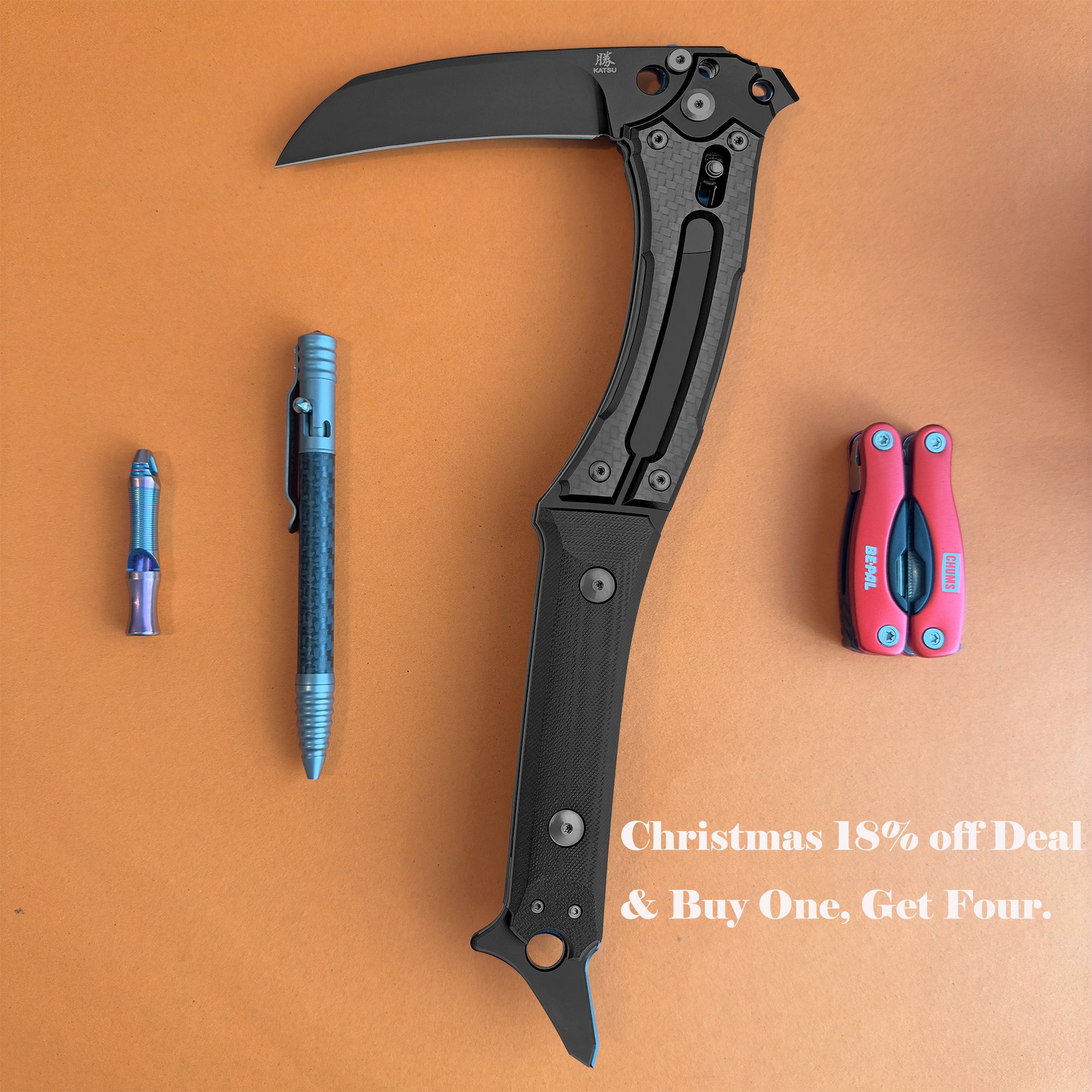 KATSU FS01, Axis Lock Folding Battle Kama/Sickle, Titanium Alloy Main ...