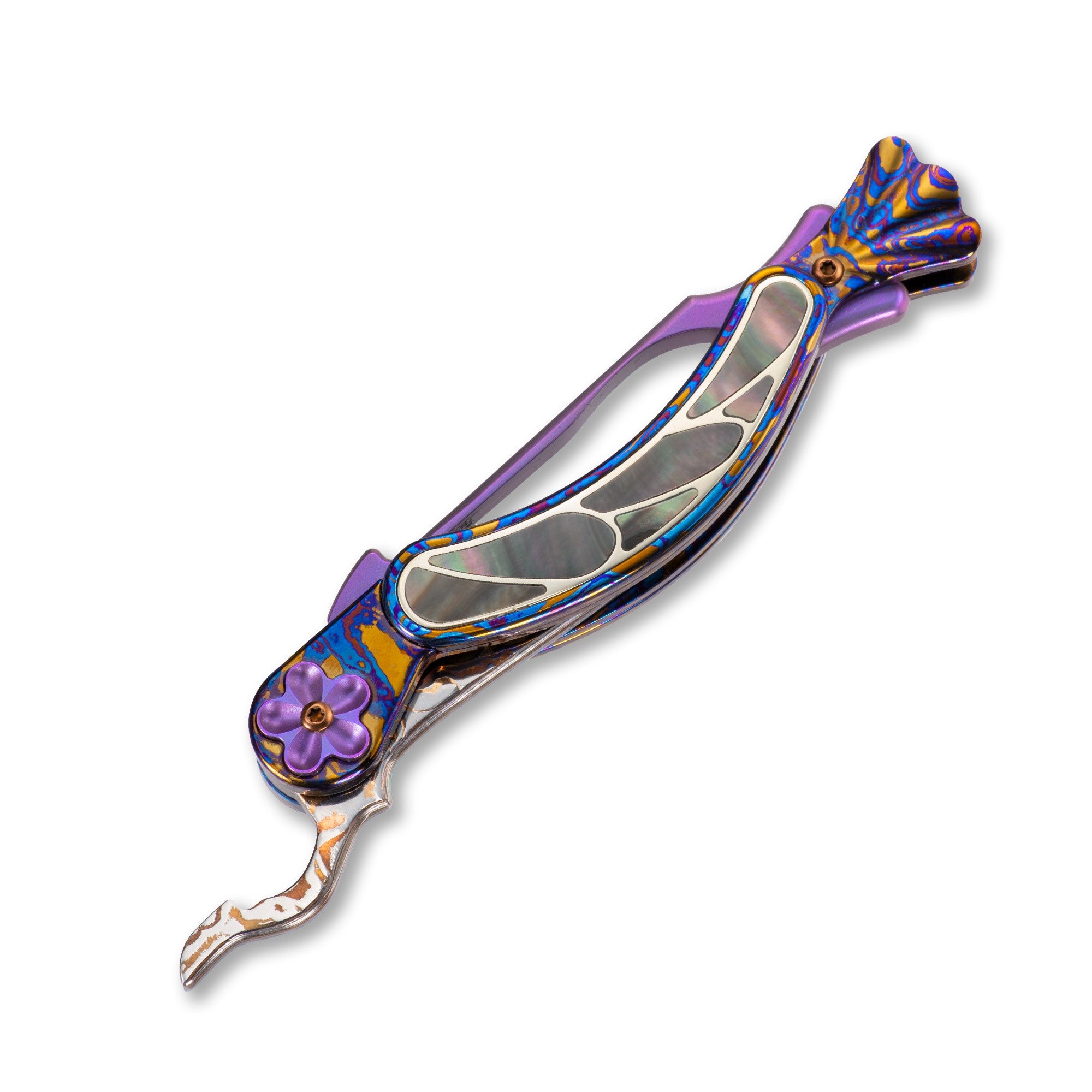 KATSU KINGFISHER-TBS, Copper Damascus Blade, Timascus Handle, Black MO ...