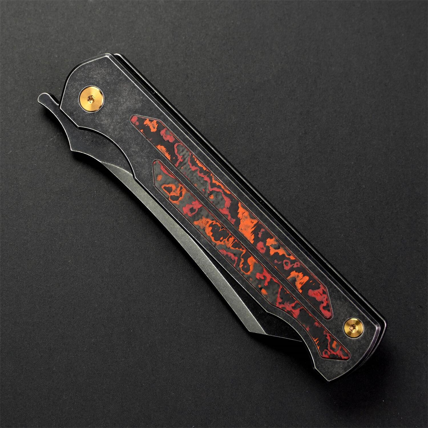 KATSU JT03, CPM S35VN Blade, Stonewashed Titanium Handle with Laminate ...